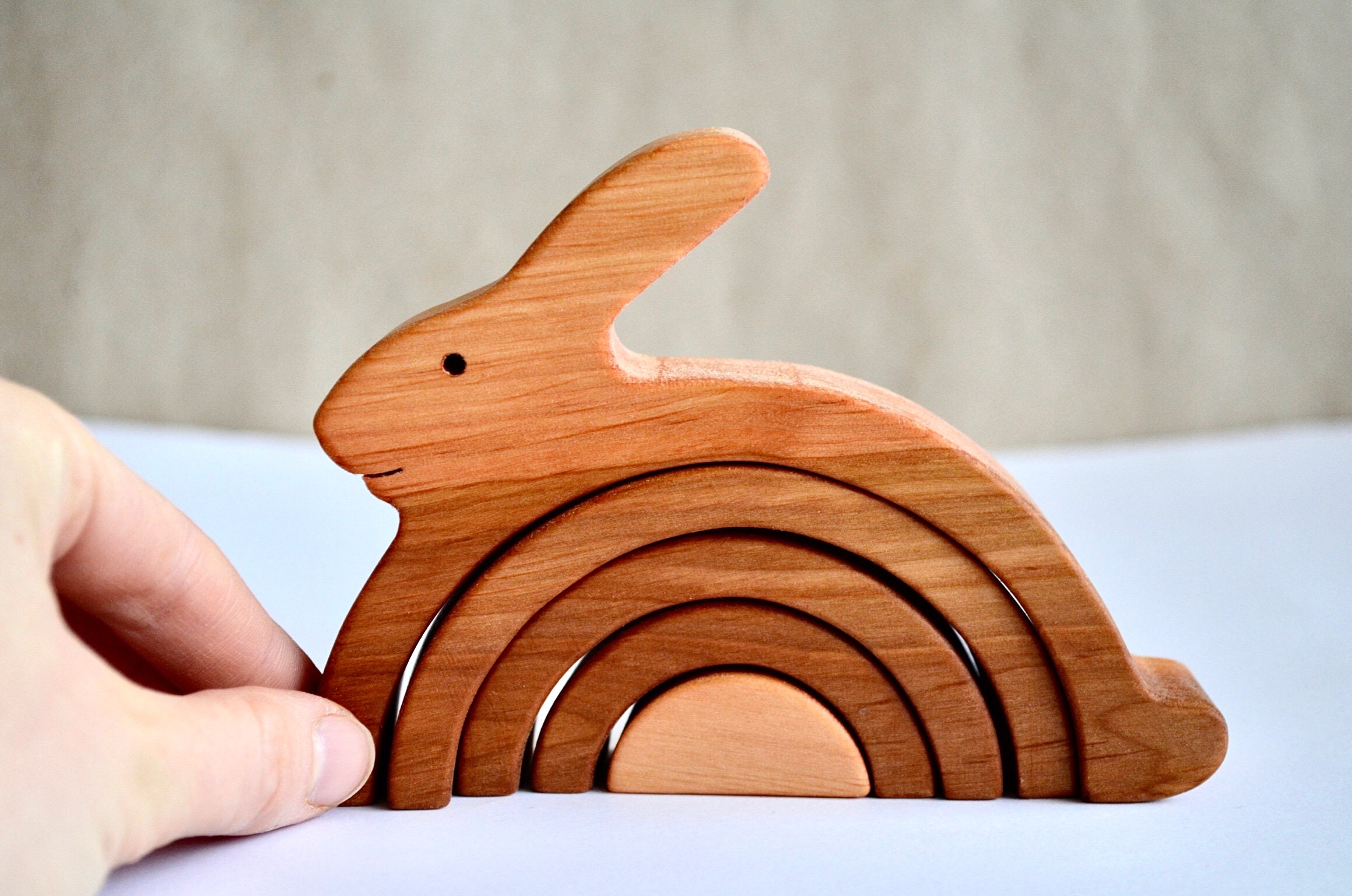 Wooden Bunny Personalized Rainbow Stacker Toy easter Wooden Gift ...