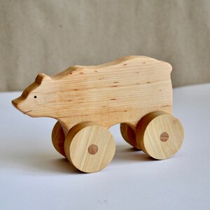 Wooden Push Toy Bear Natural Learning Toy on Wheels for Toddler - Etsy