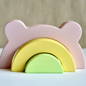 Wooden Bear Rainbow Stacking Toy Personalized Wooden Toy for Toddler - Etsy