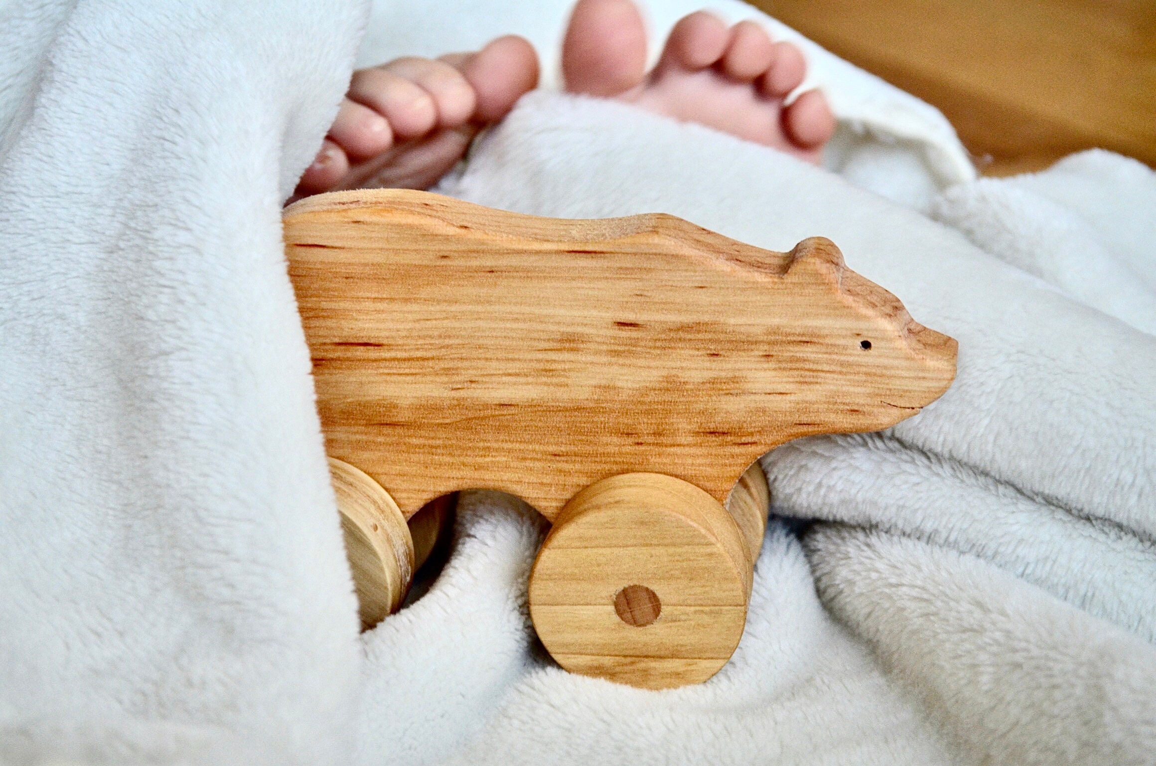 Wooden Push Toy Bear Natural Learning Toy on Wheels for Toddler - Etsy
