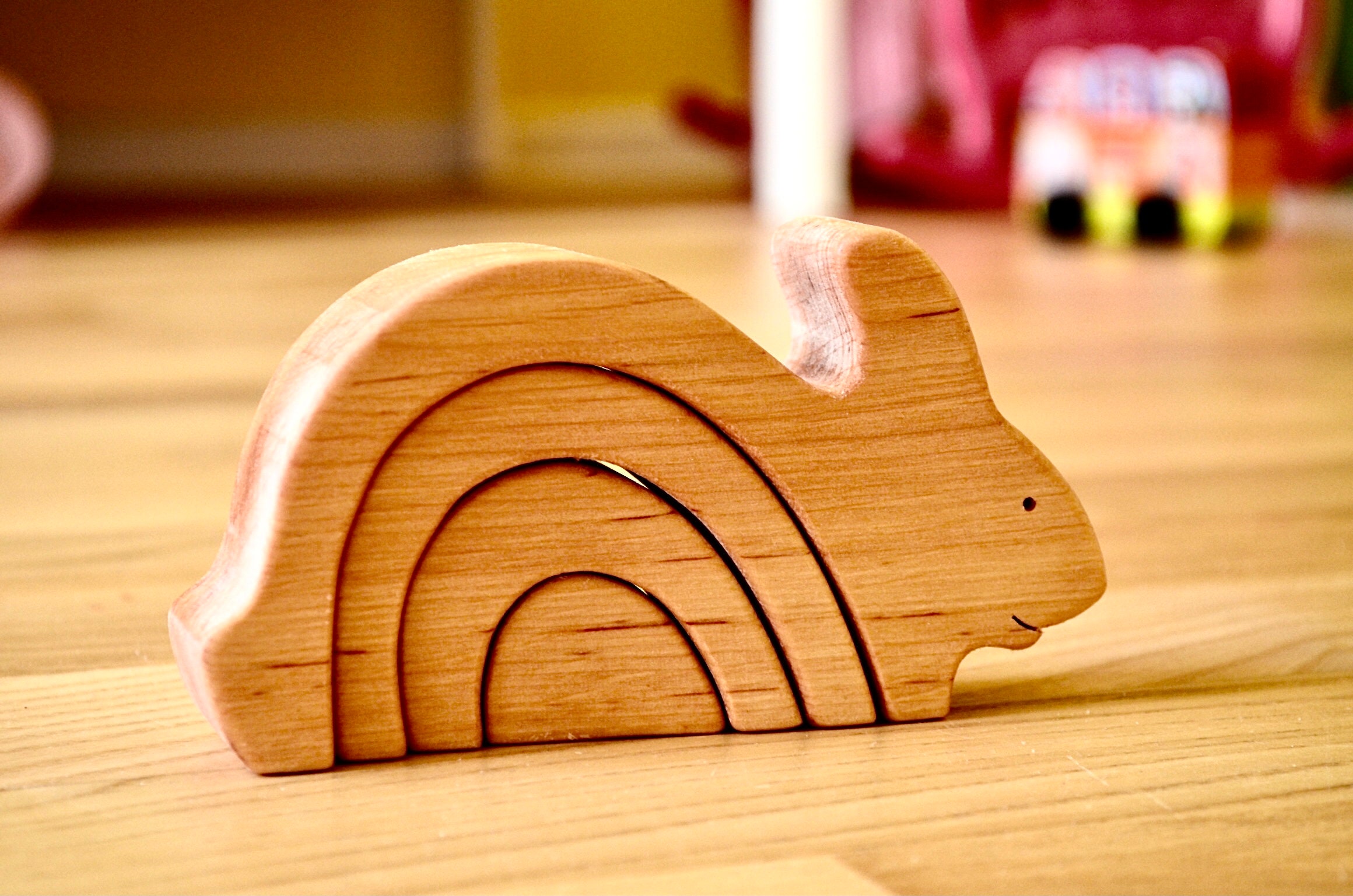 Wooden Rainbow Stacker Rabbit Wooden Puzzle Bunny Toy - Etsy