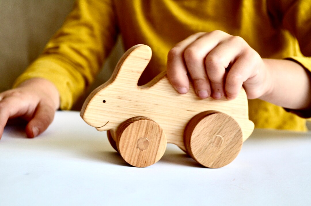 Wooden Bunny Push Toy Wooden Animal Organic Toy Hare Baby Toy - Etsy
