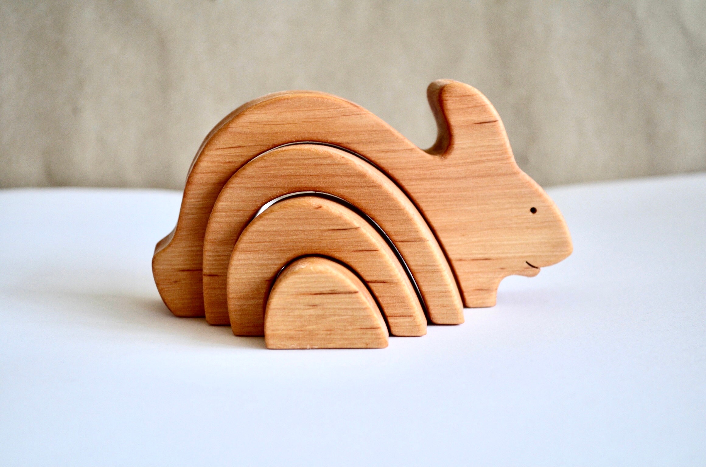 Wooden Rainbow Stacker Rabbit Wooden Puzzle Bunny Toy - Etsy