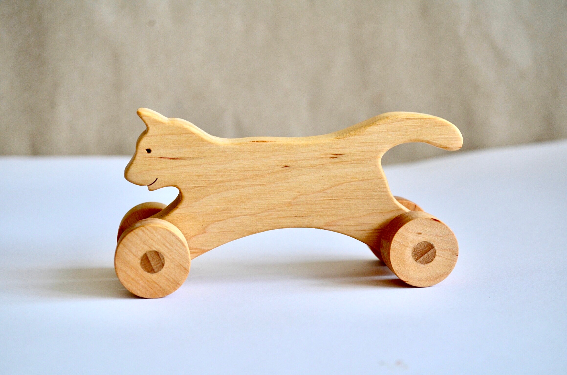 Wooden Push Cat Toy, Natural Wooden Toys, Wooden Pull Toys for Baby and ...