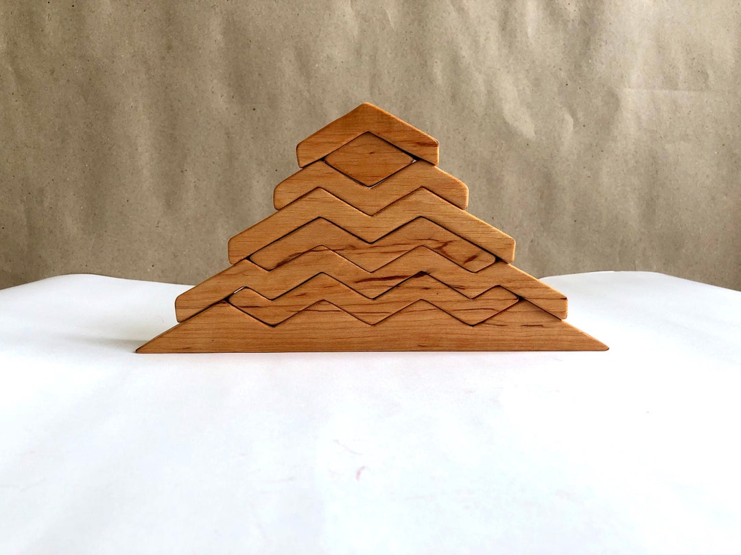 Wooden Educational Pyramid for Toddler Pyramid Puzzle Pre-school Toy ...