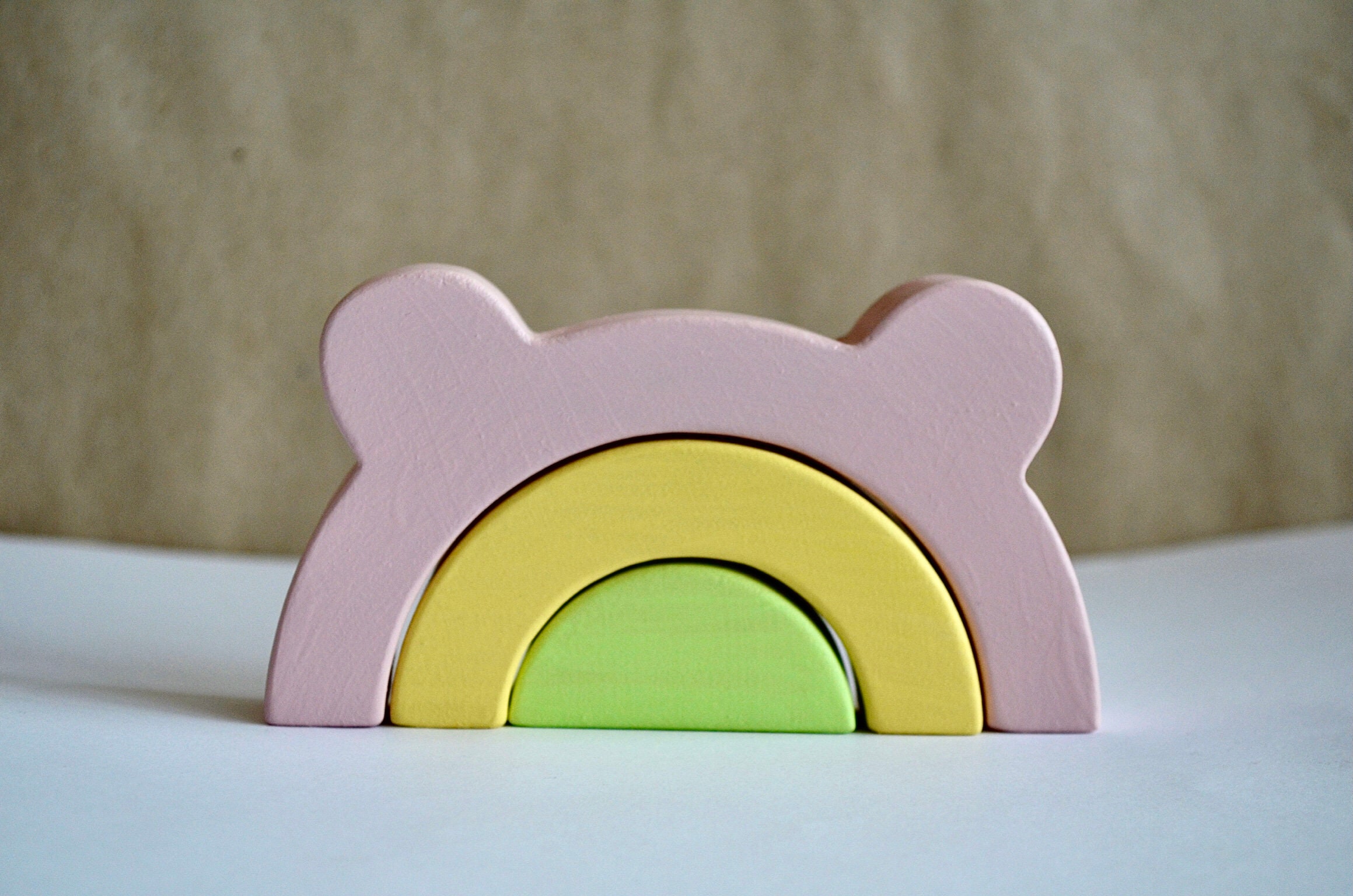 Wooden Bear Rainbow Stacking Toy Personalized Wooden Toy for Toddler - Etsy