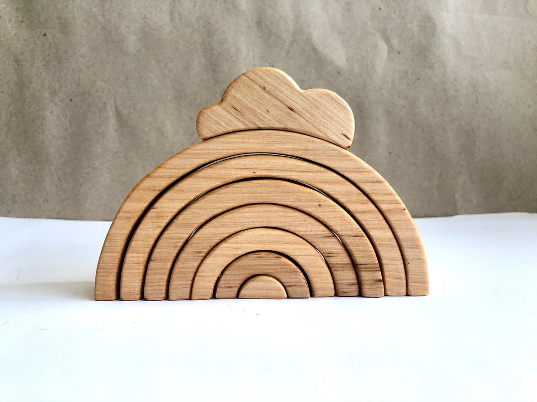 Wooden Rainbow Stacker With Cloud - Etsy