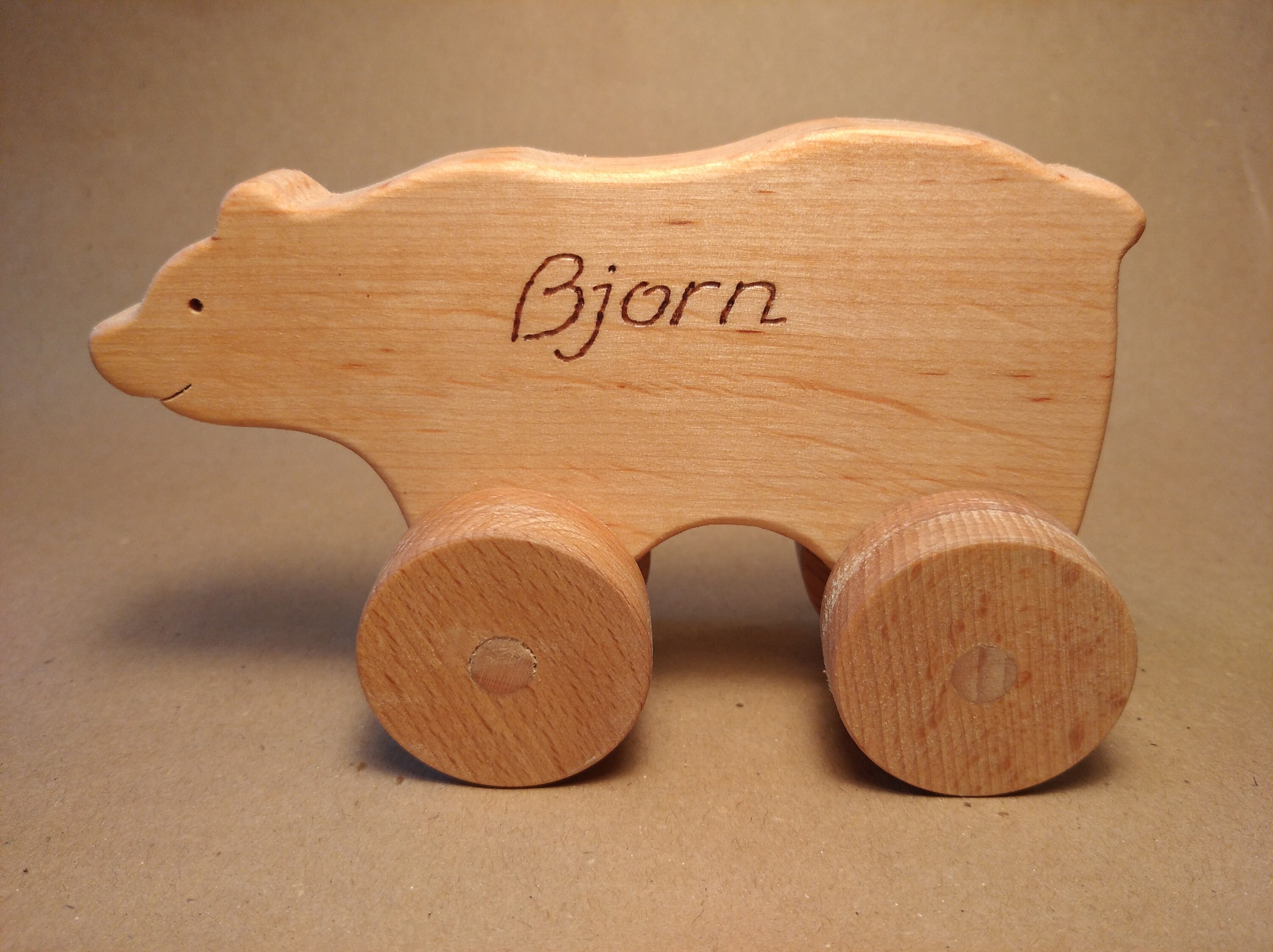 Wooden Push Toy Bear Natural Learning Toy on Wheels for - Etsy