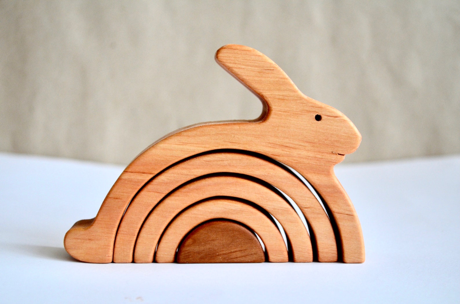 Wooden Bunny Personalized Rainbow Stacker Toy easter Wooden Gift ...