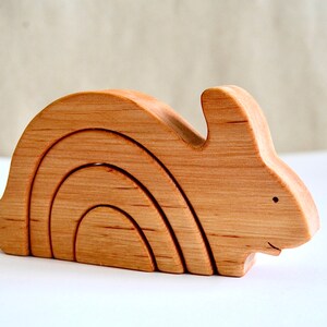 Wooden Rainbow Stacker Rabbit Wooden Puzzle Bunny Toy - Etsy