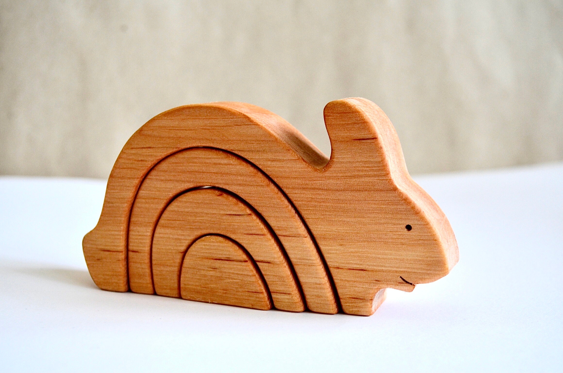 Wooden Rainbow Stacker Rabbit Wooden Puzzle Bunny Toy - Etsy