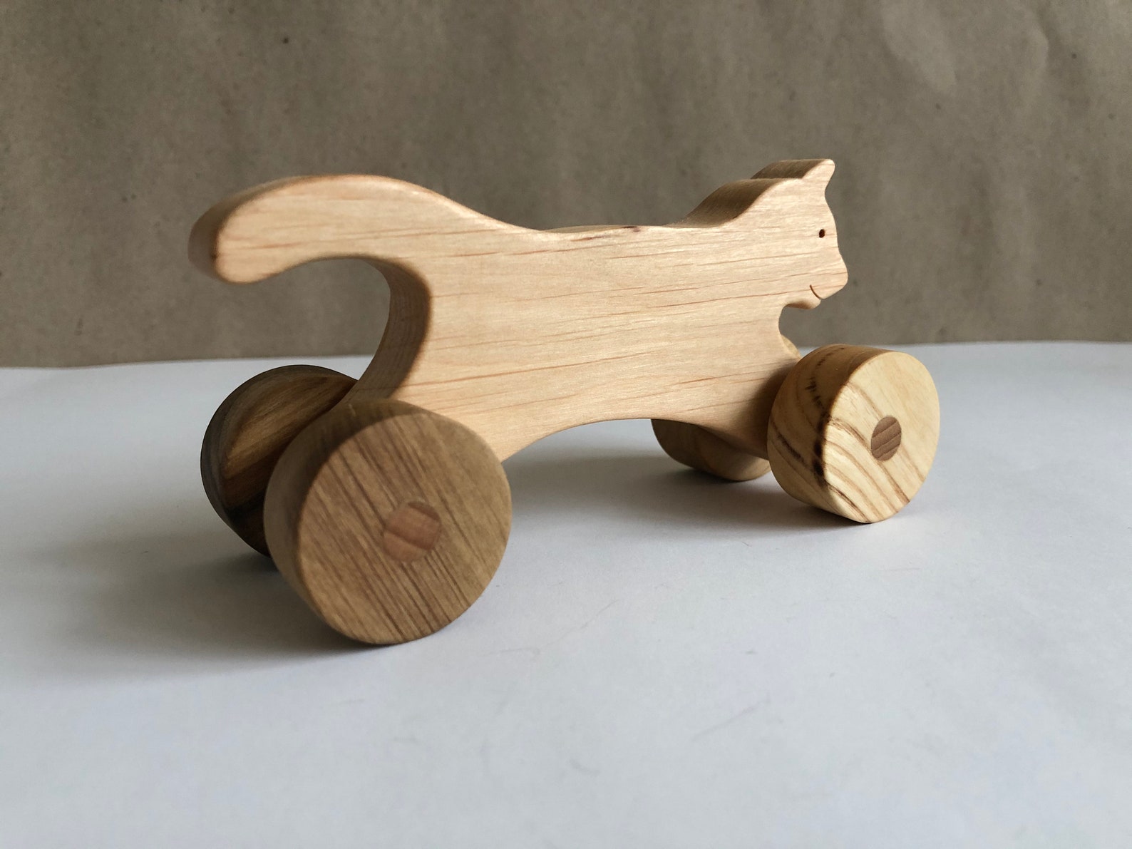 Wooden Push Cat Toy, Natural Wooden Toys, Wooden Pull Toys for Baby and ...