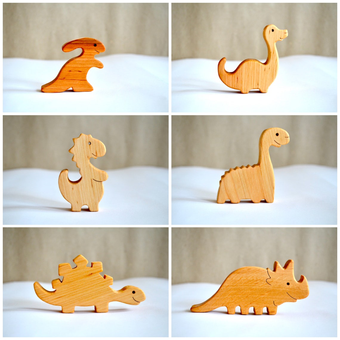 Wooden Dinosaur Set Wooden Toy for Toddler Organic Educational - Etsy