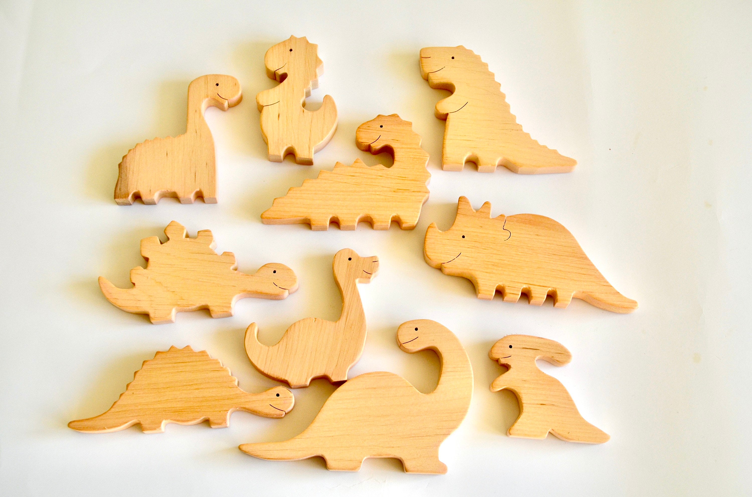 Wooden Dinosaur Magnets Set of 10 Dinosaur Play Set - Etsy