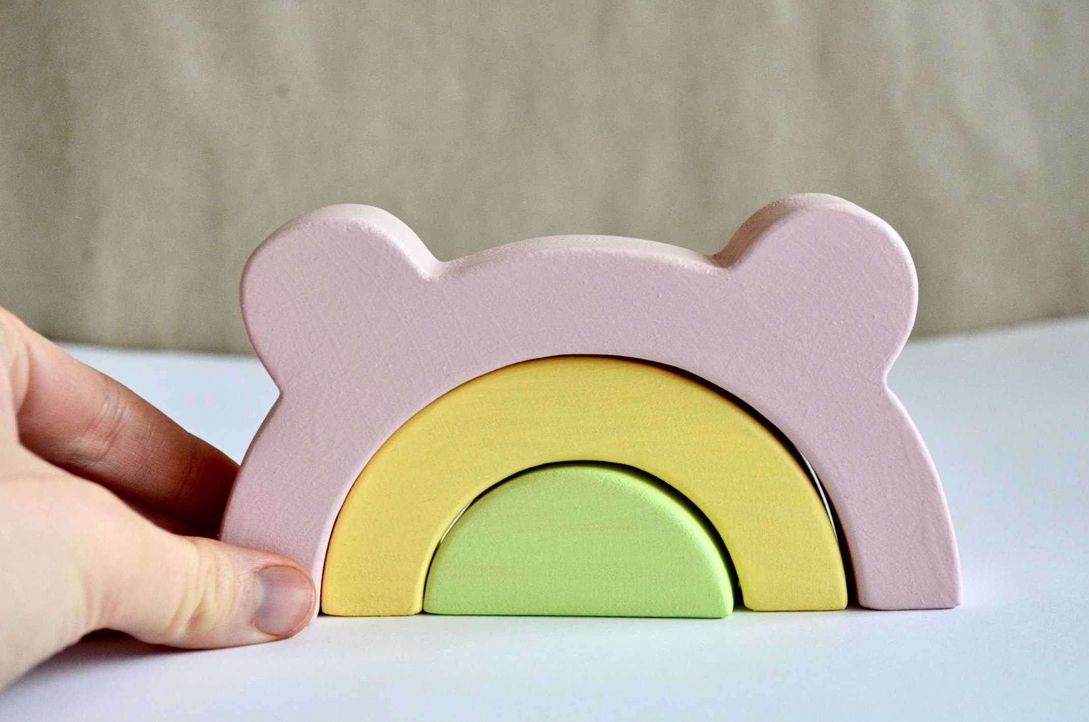 Wooden Bear Rainbow Stacking Toy Personalized Wooden Toy for Toddler - Etsy