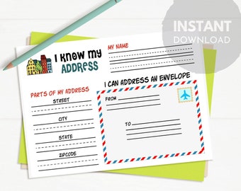 My Address Worksheet - Etsy