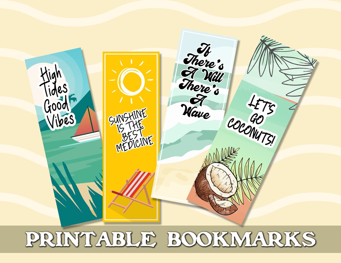 Printable Bookmarks Beach Quotes Bookmarks Summer Bookmarks | Etsy