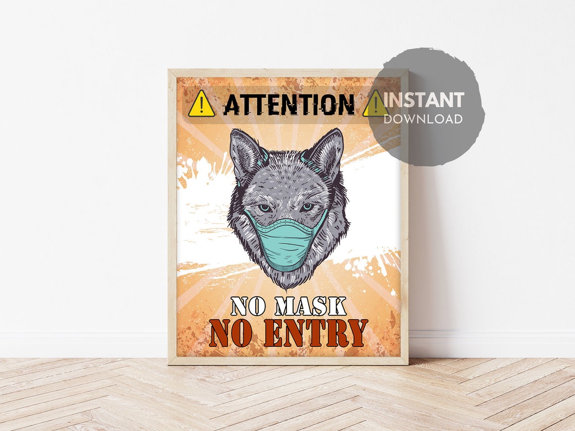 No Mask No Entry Sign Printable Business Sign Printable - Etsy