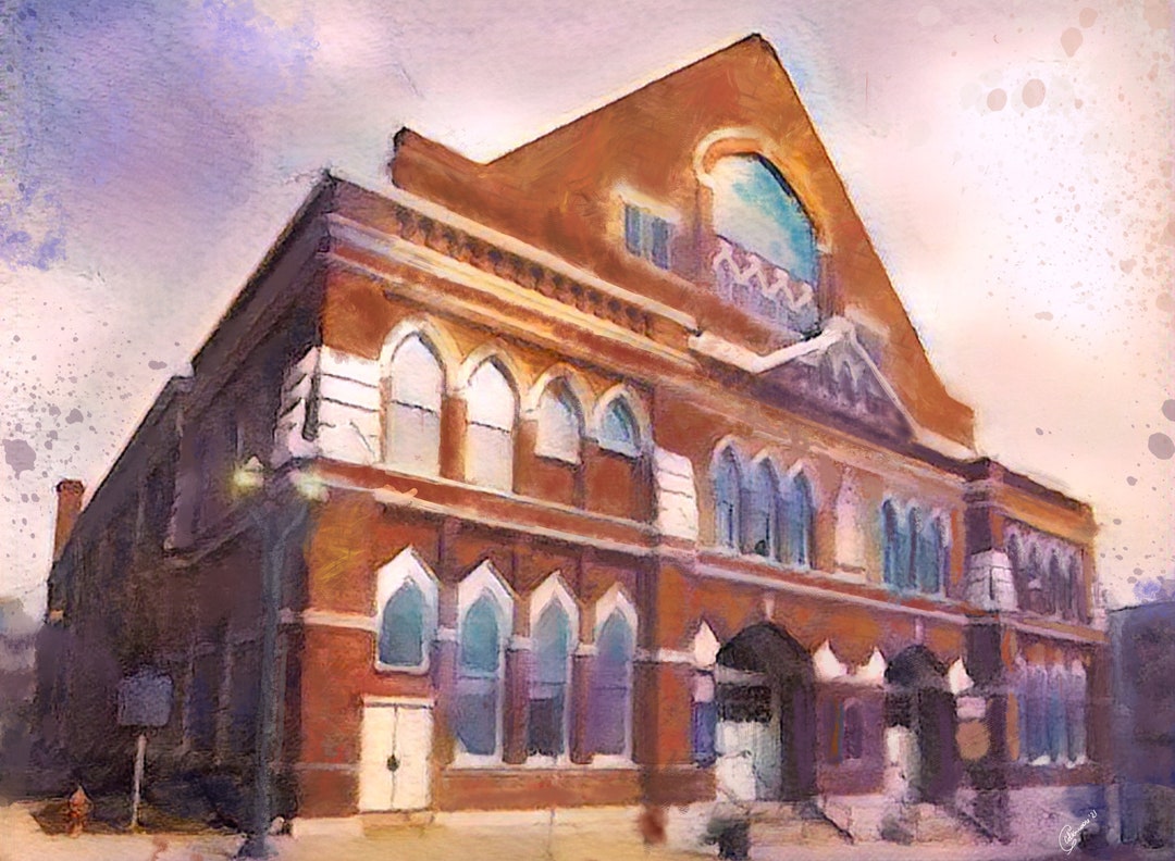 Ryman Auditorium Painting, Digital Watercolor Print - Nashville Iconic ...