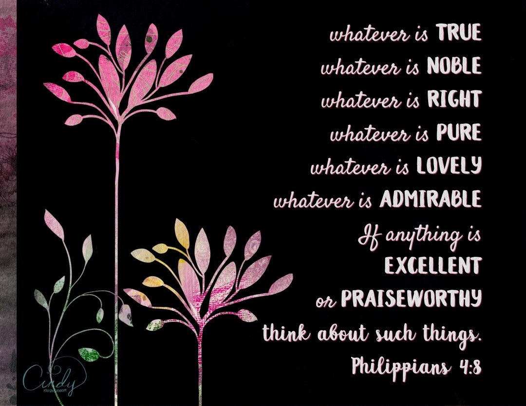 Think on These Things. Phil 4:8 Watercolor Gift for Mom, Friend, Sister ...