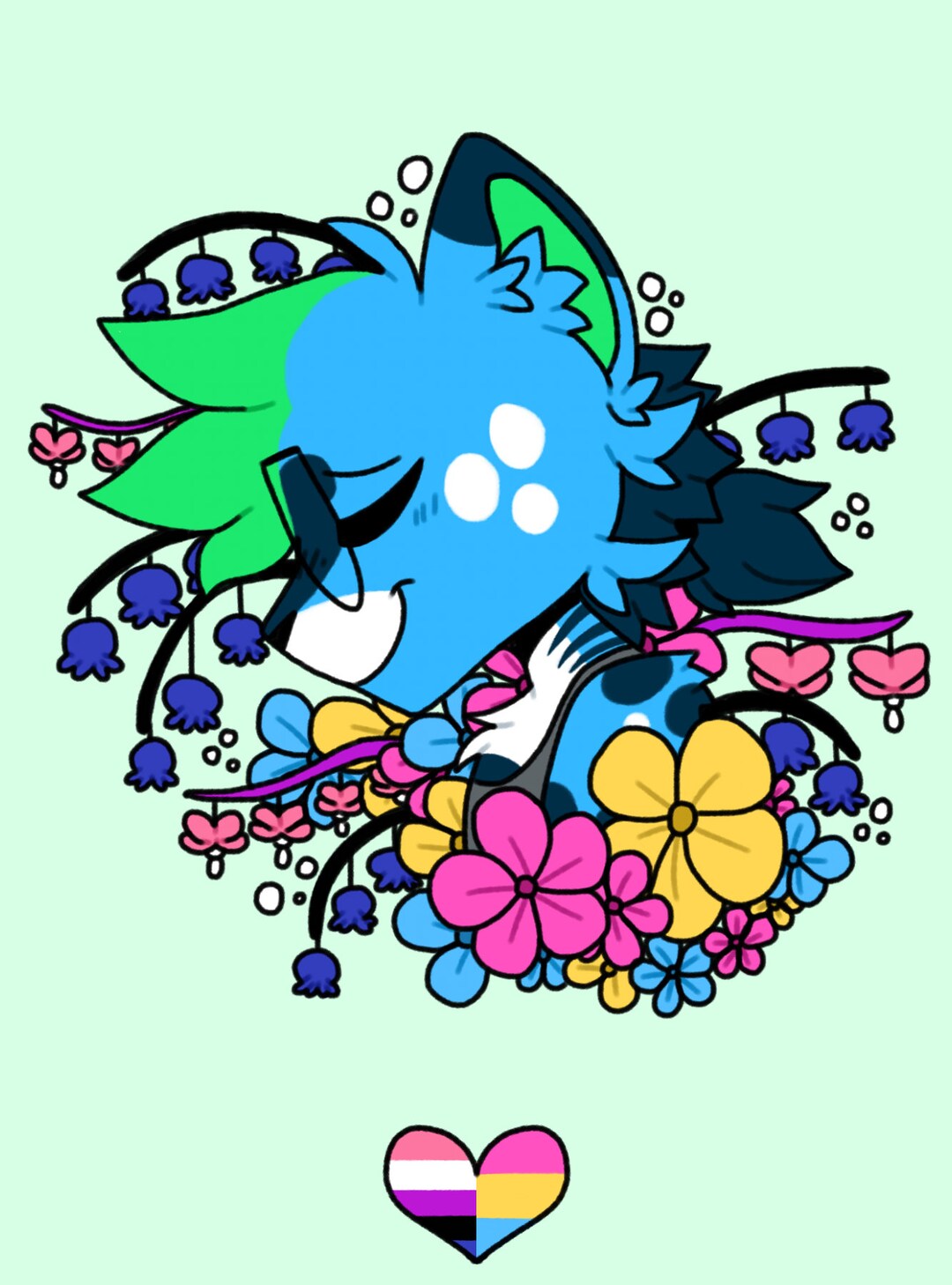 Custom Fursona Pride Flower Dangle Badge - Etsy