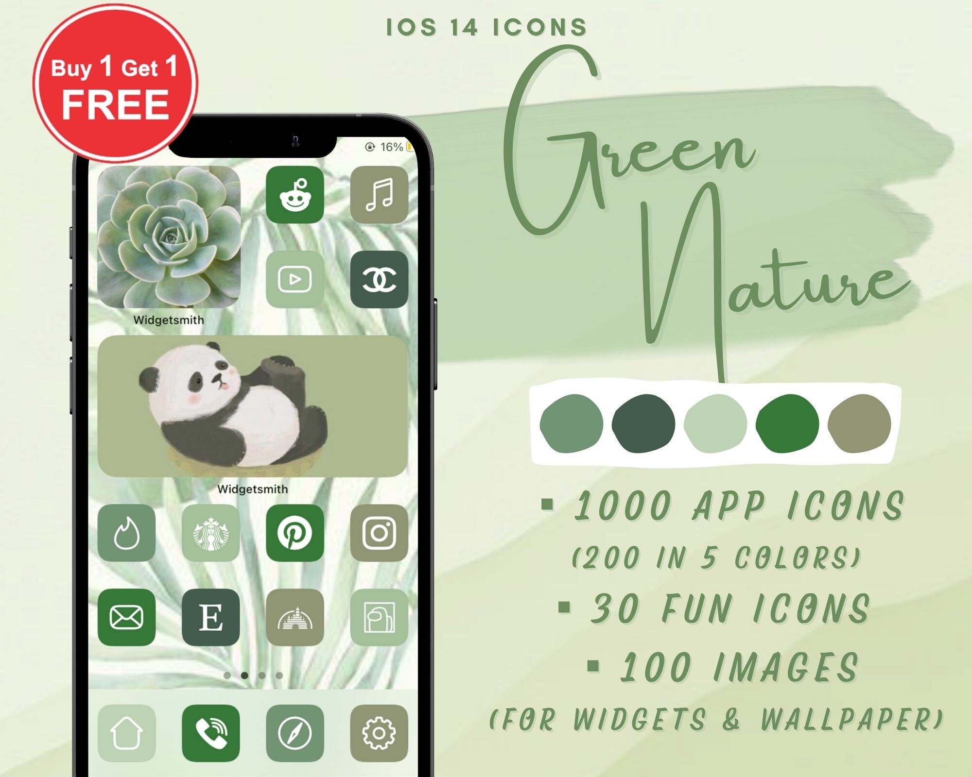 1000 iOS14 GREEN NATURE App Icons Nature Aesthetic iOS | Etsy