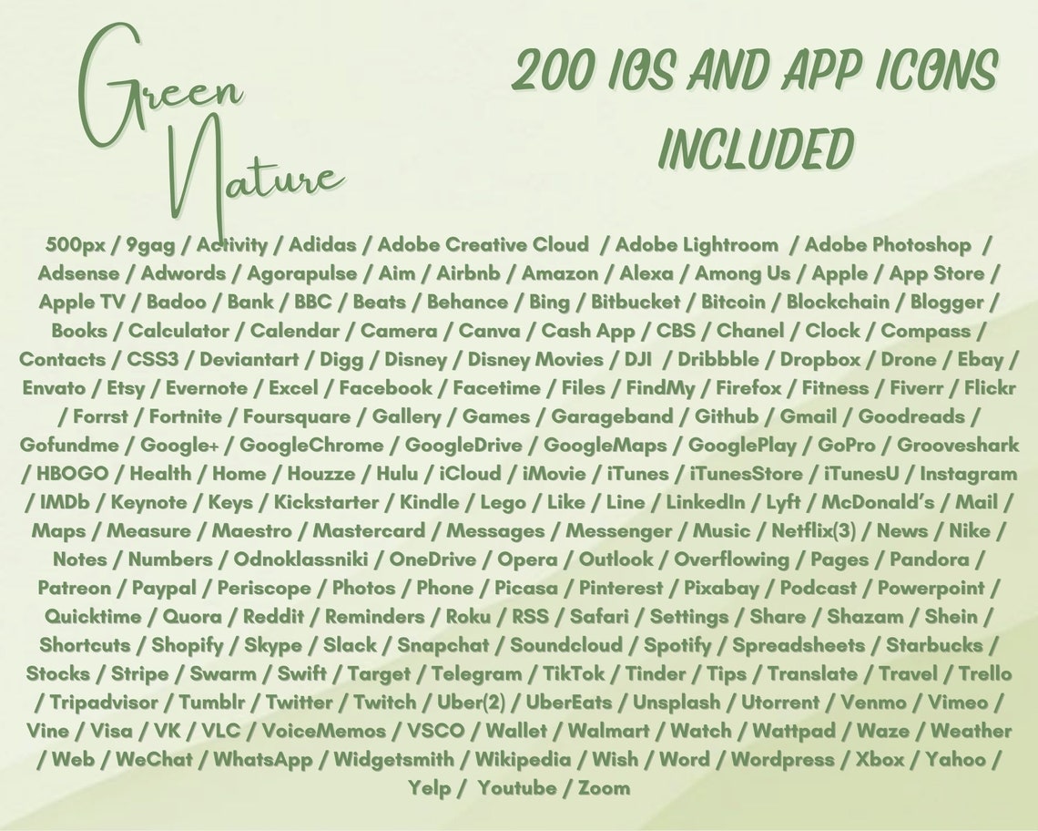 1000 iOS14 GREEN NATURE App Icons Nature Aesthetic iOS | Etsy