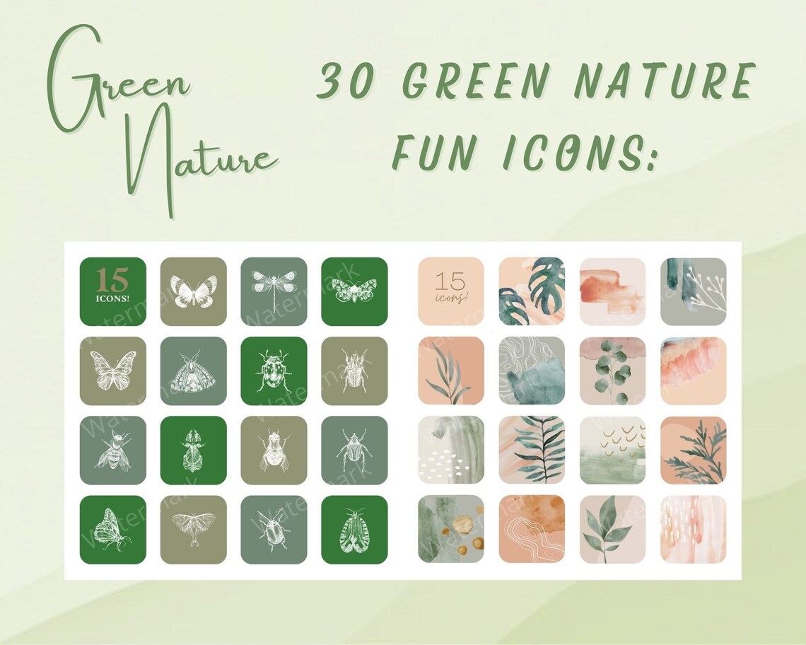 1000 iOS14 GREEN NATURE App Icons Nature Aesthetic iOS | Etsy