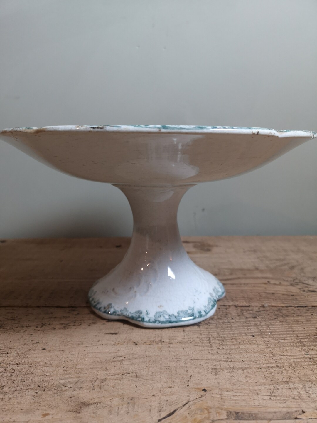 Antique French Terre De Fer Ironstone Tall Cake Stand Compote in ...