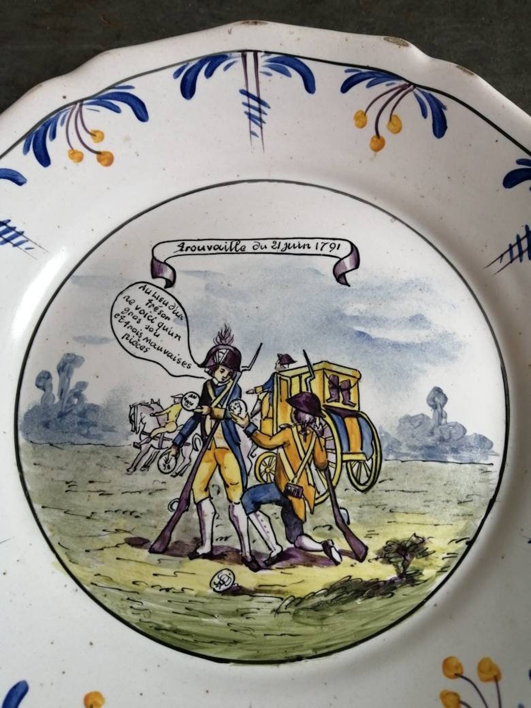 Antique Possibly 18th Century Faience Handpainted Tin Glazed Plate With ...