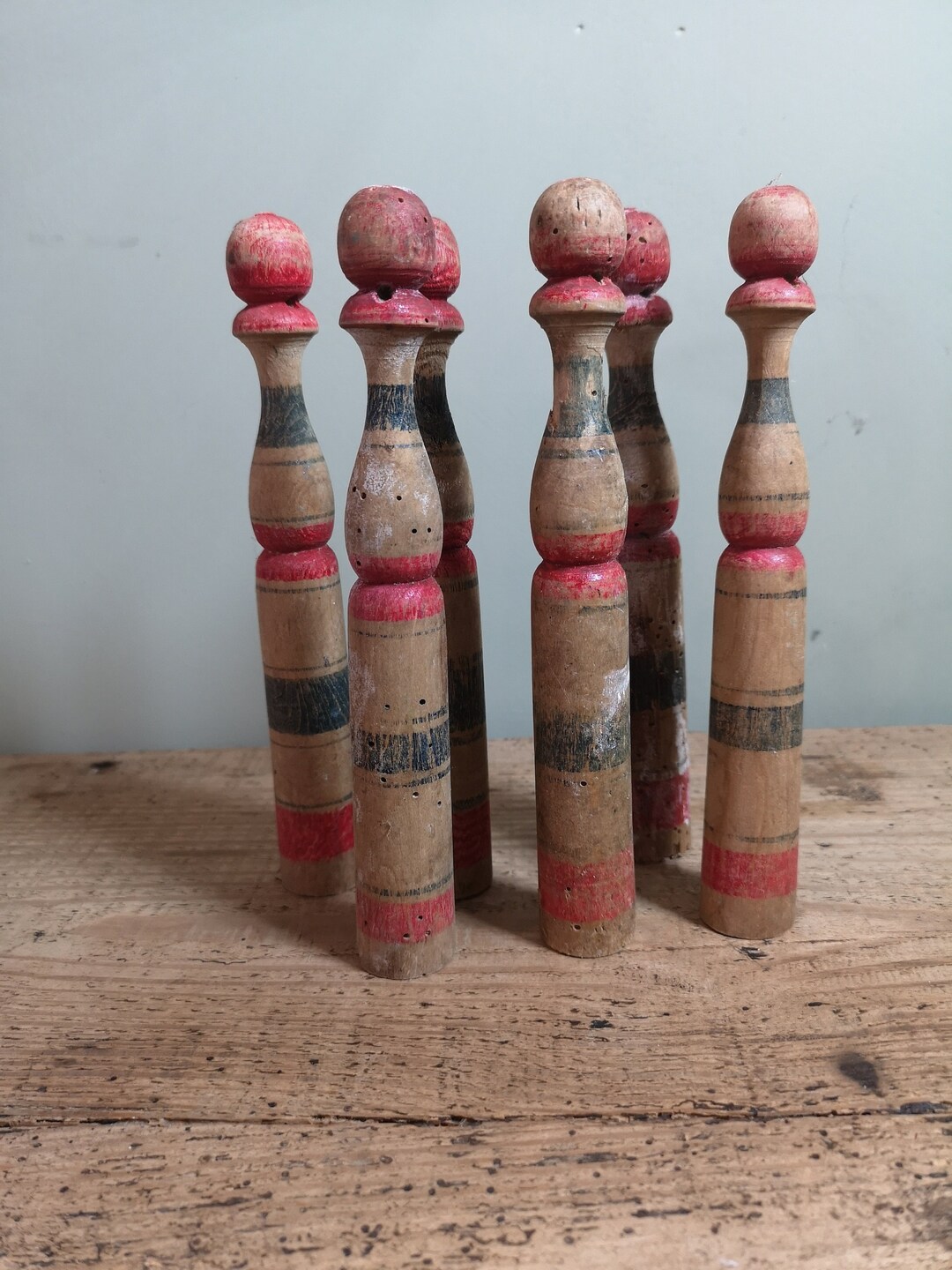 Antique French Time Worn Wooden Miniature Skittle Set - Etsy