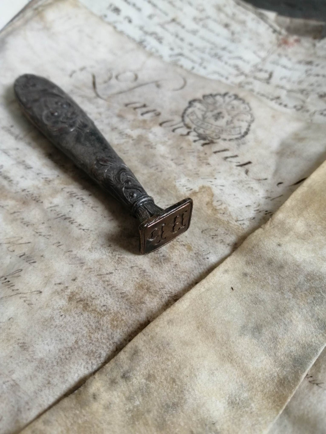 Antique French Monogram Ink Stamp Cipher or Wax Seal Initials BP - Etsy