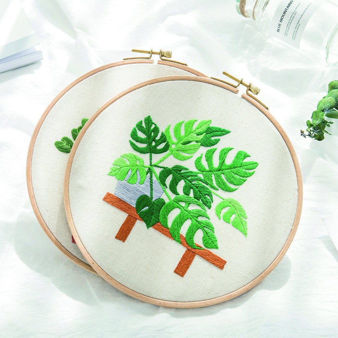 Green Plant Embroidery Kit Free Shipping Modern Needlework - Etsy