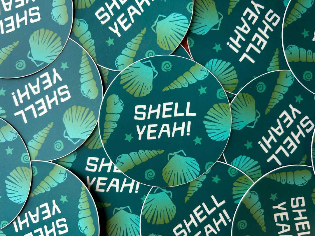 Ocean Shells Sticker – Shell Yeah Linocut Design – Hand-carved Seashell ...