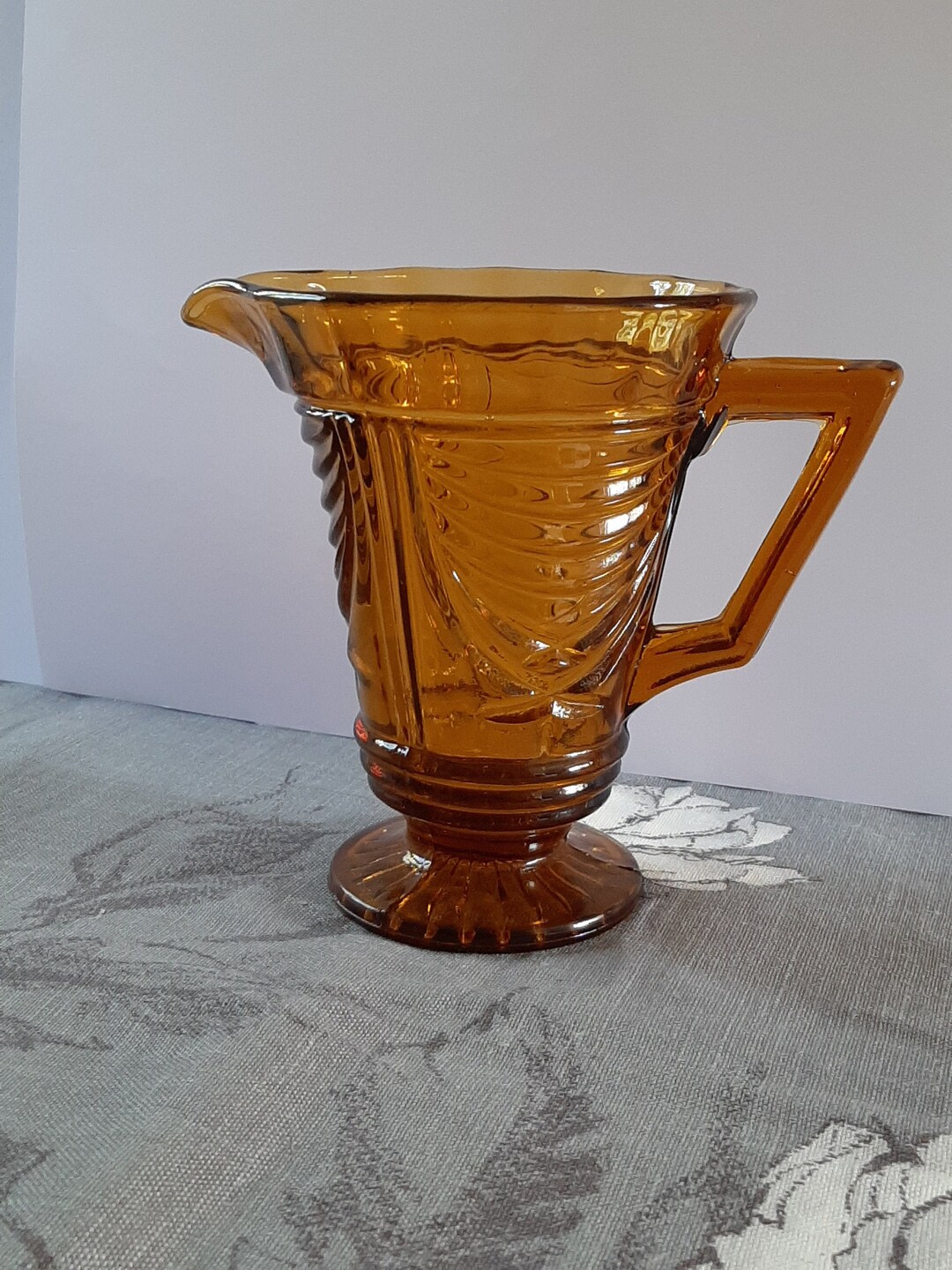 Classic Art Deco Sowerby Amber Glass Jug/pitcher - Etsy