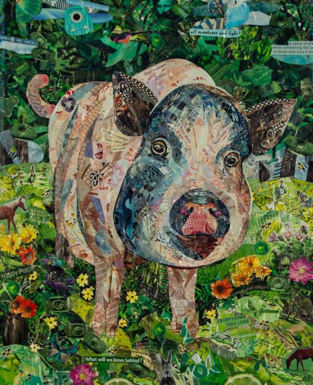 Pretty Pig Fine Art Collage Print - Etsy