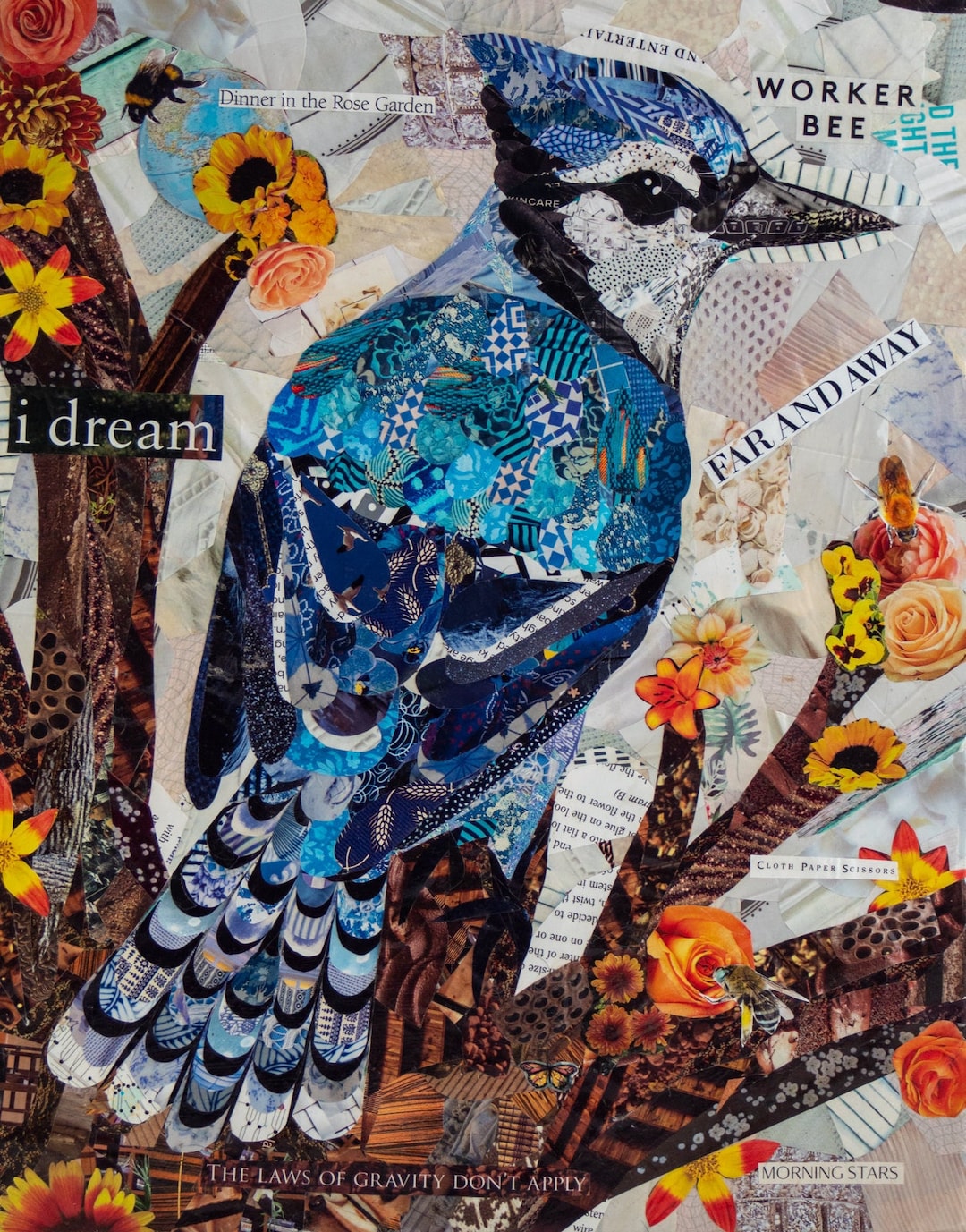 Blue Jay Fine Art Collage Print - Etsy