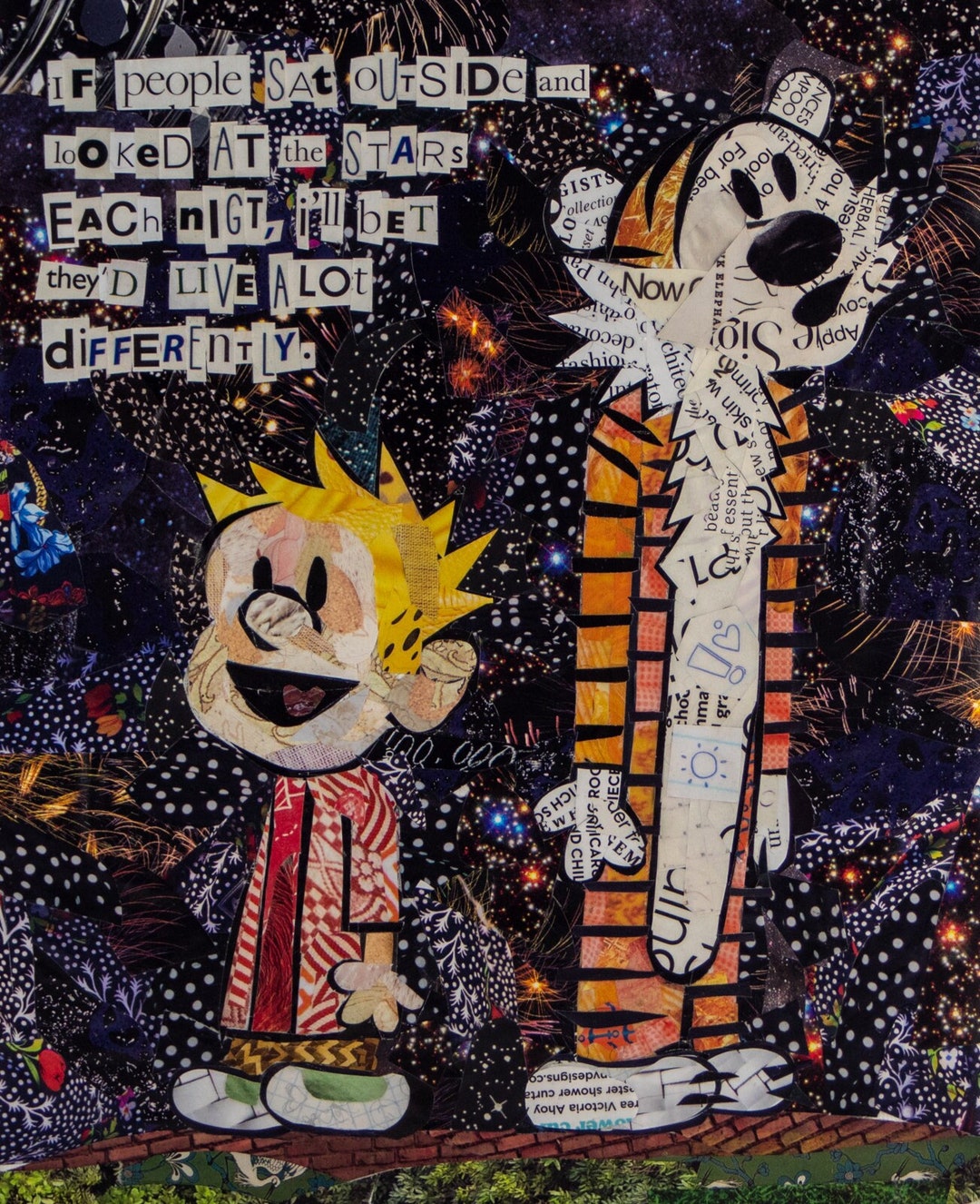 Star Gazing- A Calvin and Hobbes Fine Art Collage - Etsy