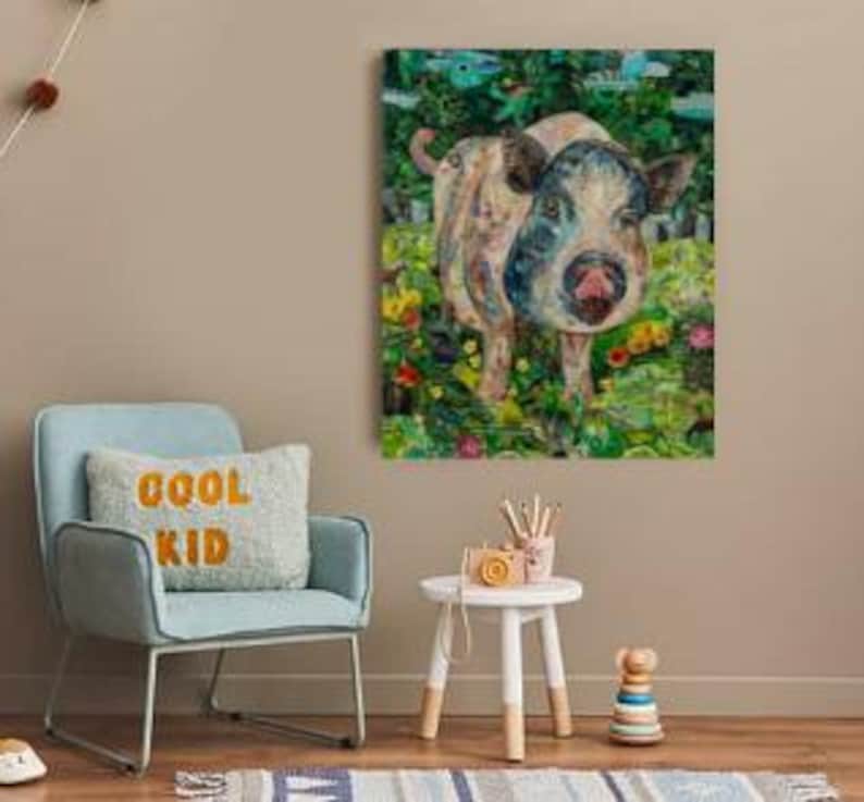 Pretty Pig Fine Art Collage Print - Etsy
