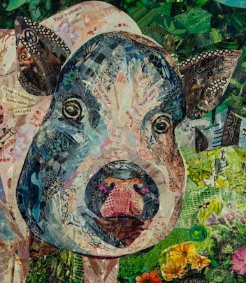 Pretty Pig Fine Art Collage Print - Etsy