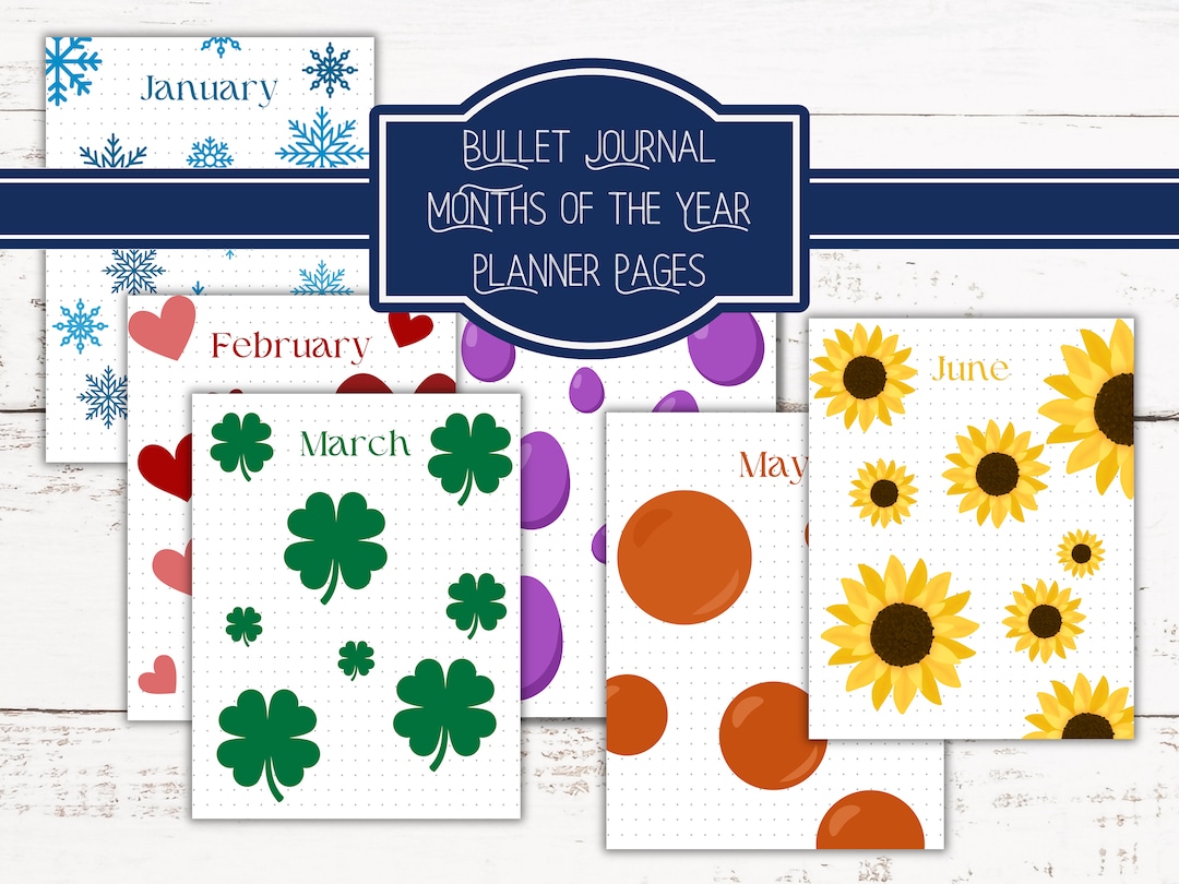 Months of the Year Bullet Journal Pages | Planning for the Year - Etsy