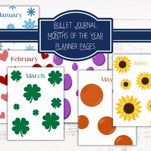 Months of the Year Bullet Journal Pages | Planning for the Year - Etsy