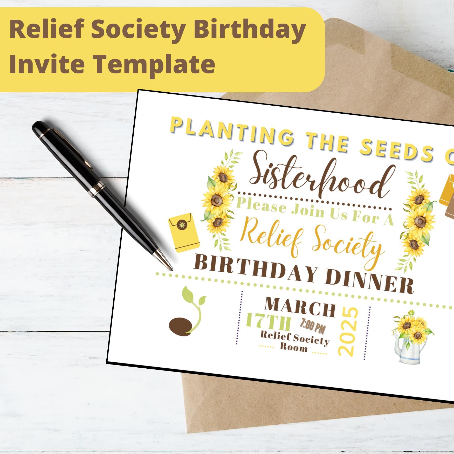 Relief Society Birthday Celebration Invitations
