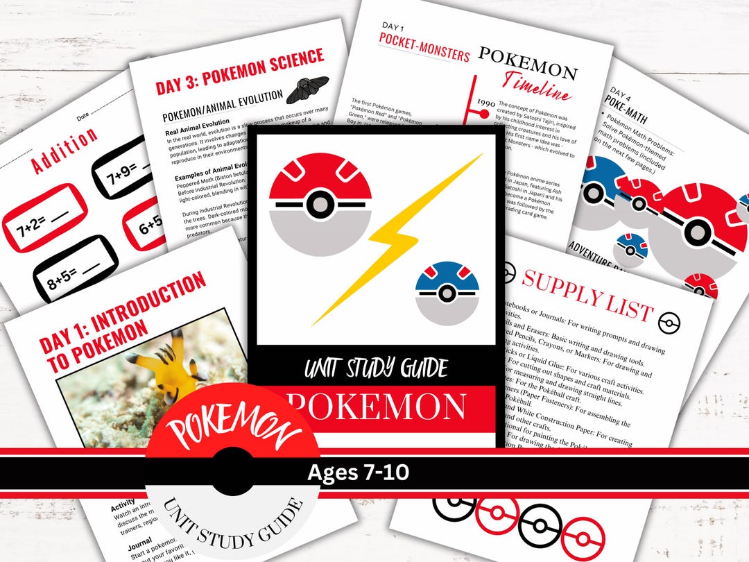 Pokemon Unit Study | Ages 7-10 | 1 Week - Etsy