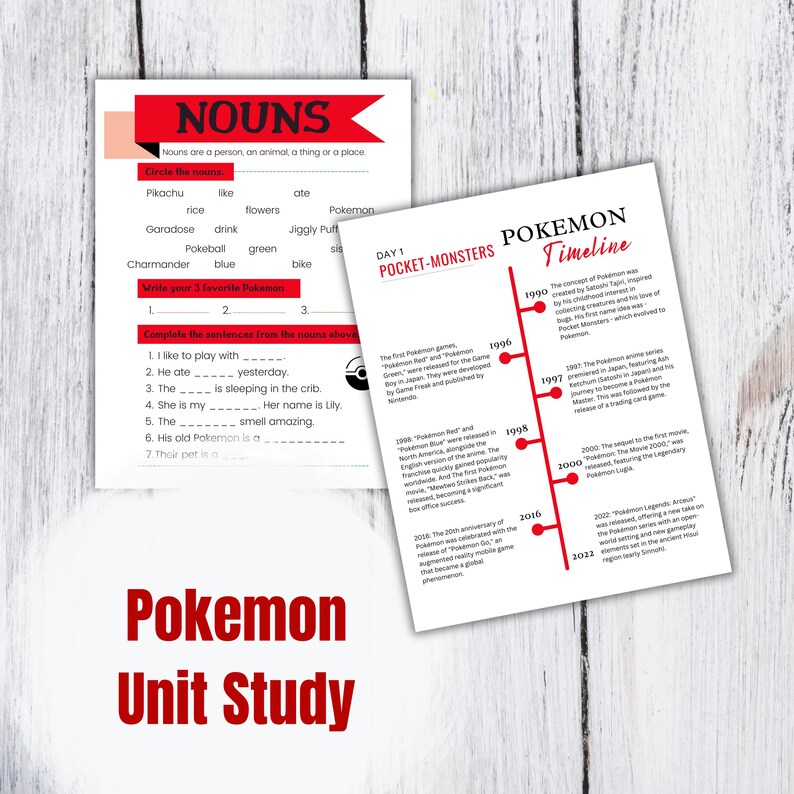 Pokemon Unit Study | Ages 7-10 | 1 Week - Etsy