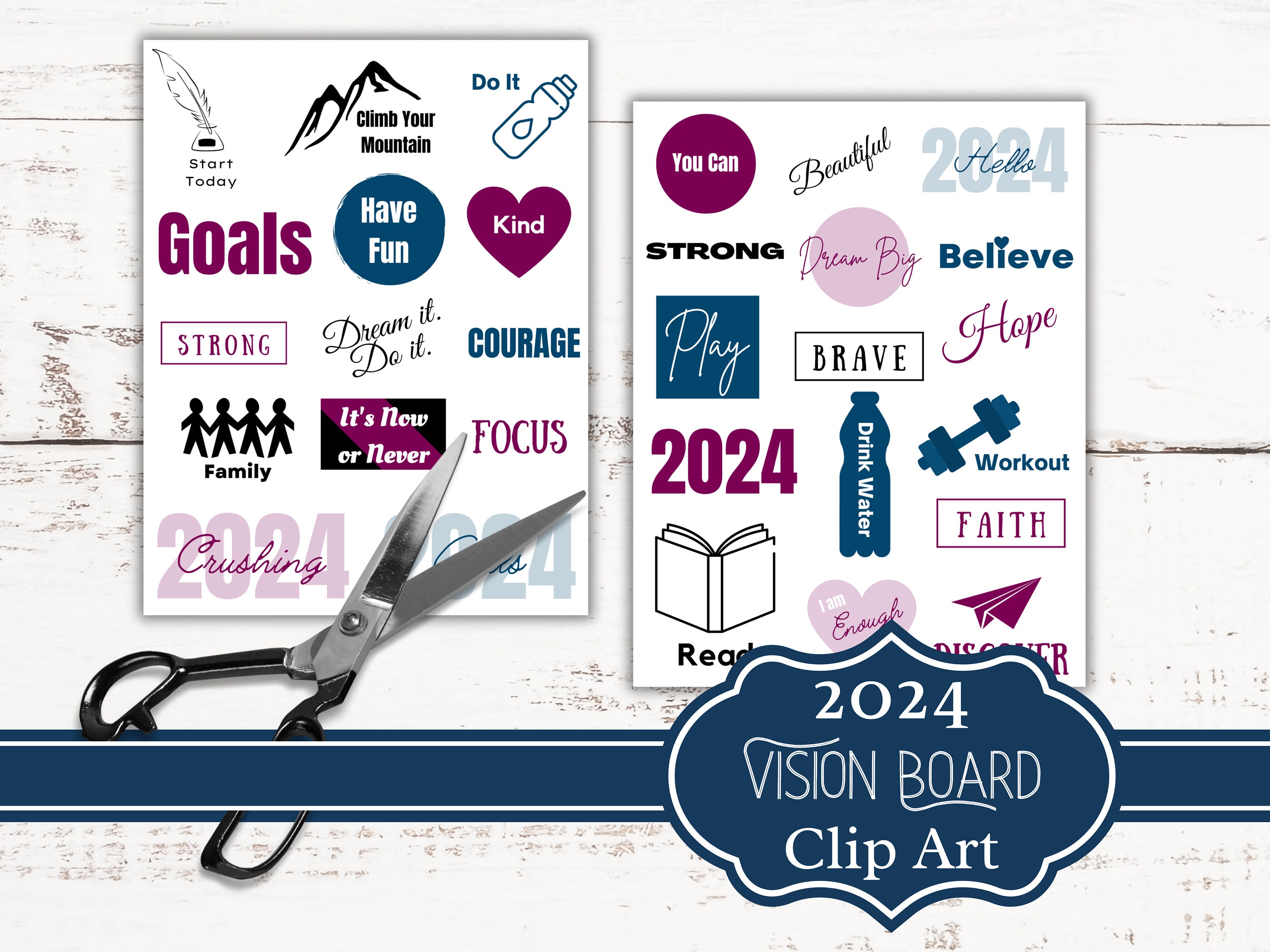 2024 Vision Board Essentials: Clipart for New Year Resolutions - Etsy