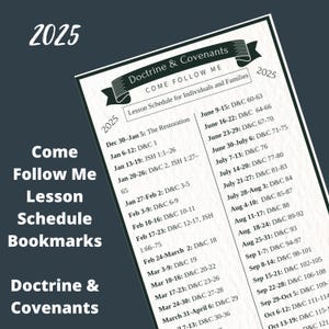 Come Follow Me Lesson Schedule Bookmarks for 2025 - Perfect Tools for ...