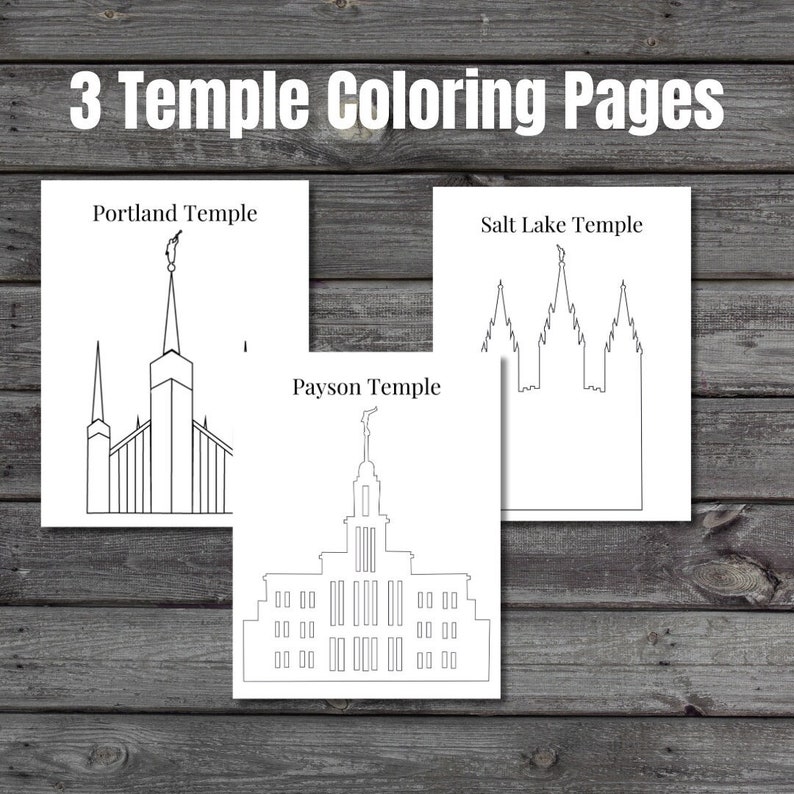 LDS Temple Coloring Pages: Portland, Salt Lake, Payson (PDF) - Etsy