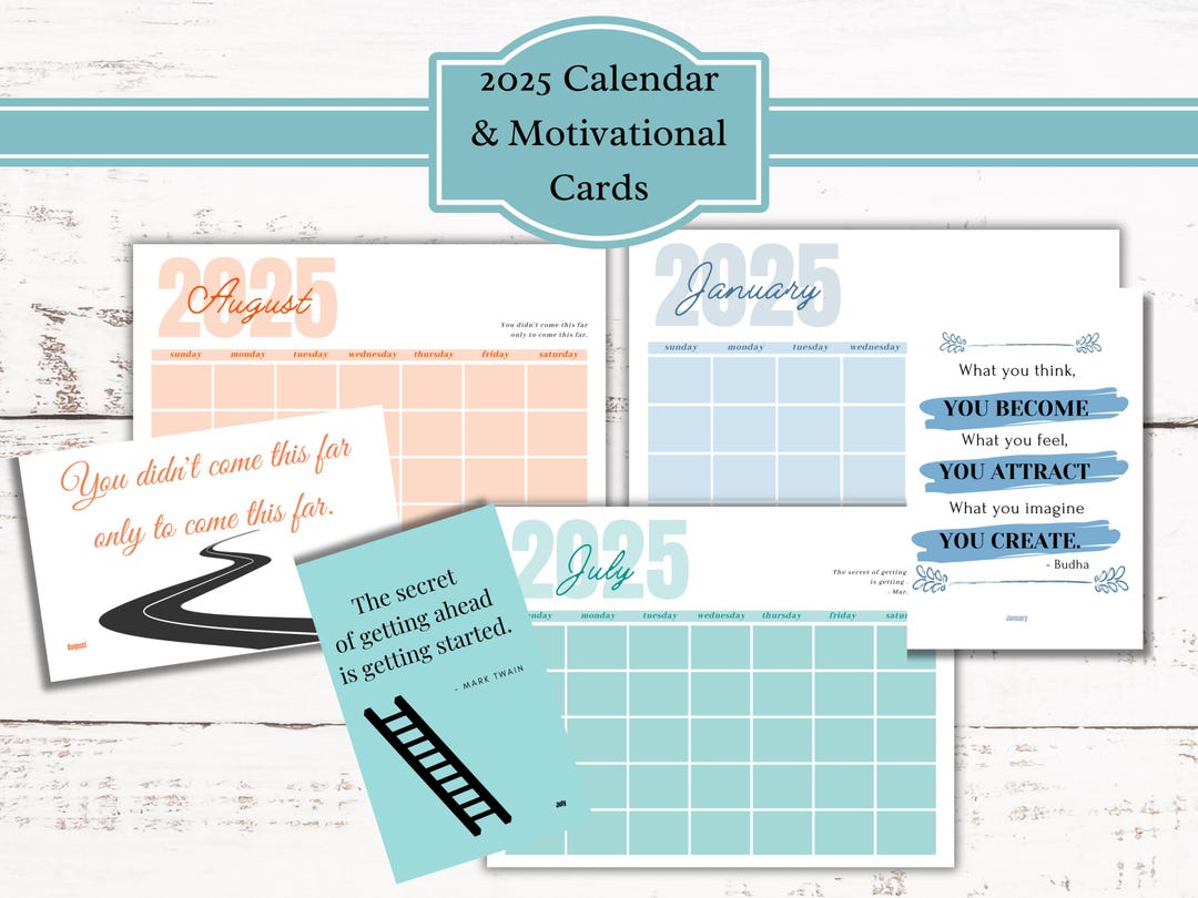 2025 Calendar With Motivation Cards | Yearly Organizer for Planning and ...