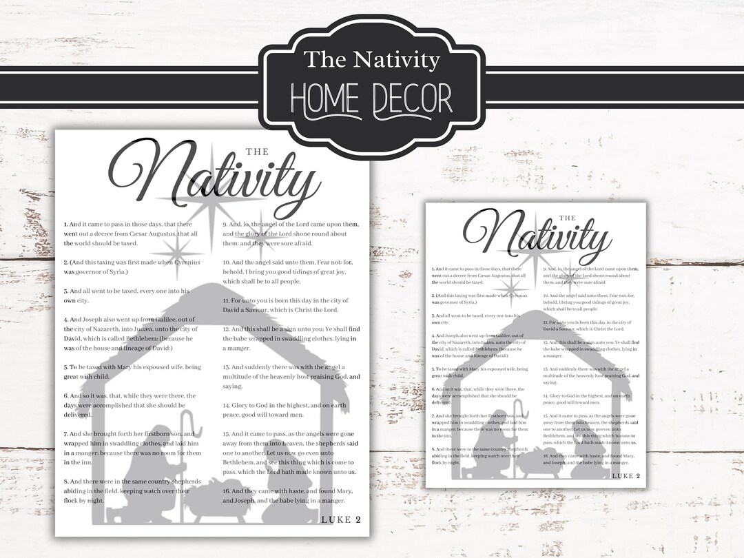 The Nativity Story Decoration: Christmas Scripture Art, Religious Home ...